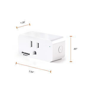 SYLVANIA Wifi Smart Plug, Voice Control, Compatible with Alexa and Google Home, Timer, On/Off, White - 4 Pack (75703)