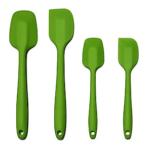 Silicone Spatulas Set of 4 Heat Resistant for Non Stick Cookware-Rubber Spatula Silicone for Baking Cookie Decorating Supplies Cake Turntable or Scraper-Small Fish Spatula for Cooking