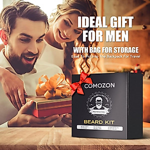 Beard Growth Kit-6 in 1 Beard Grooming Kit with Beard Oil, Beard Balm, Beard Wash, Brush, Comb and Shaving Scissors, Beard Care Kit Gifts for Men Father Dad Husband Boyfriend Brother Son Him