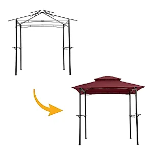 8' x 5' Grill Gazebo Shelter, Outdoor BBQ Gazebo with Double Tier Soft Top, Grill Canopy Tent with Hook and Shelves for Patio Backyard, Steel Frame, Burgundy