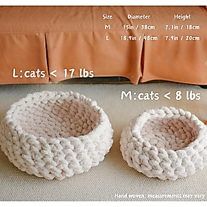 Cat Nest Bed – Premium Handwoven Washable Extra Soft and Warm Indoor House Furniture (Cloud White,Medium)