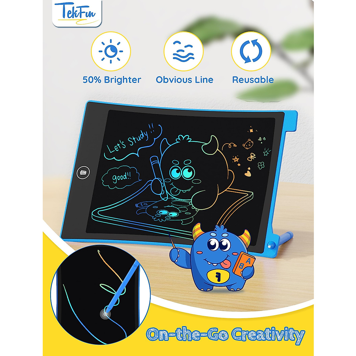 TEKFUN Kids Toys,10in 2 Pack LCD Writing Tablet Coloring Doodle Drawing Board Pad for Kids with Stylus, Car Trip Educational Toys Easter Toys Birthday Gift for Toddlers 3 4 5 6 7 Kids Girls Boys