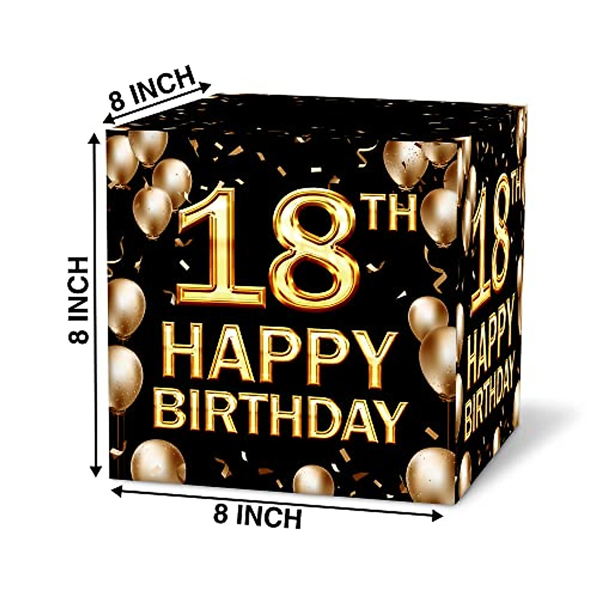 18th Birthday Card Box，Black And Gold Card Box for Birthday Party Decorations ，Party Supplies , Money Box -  1 PC (026 sr)