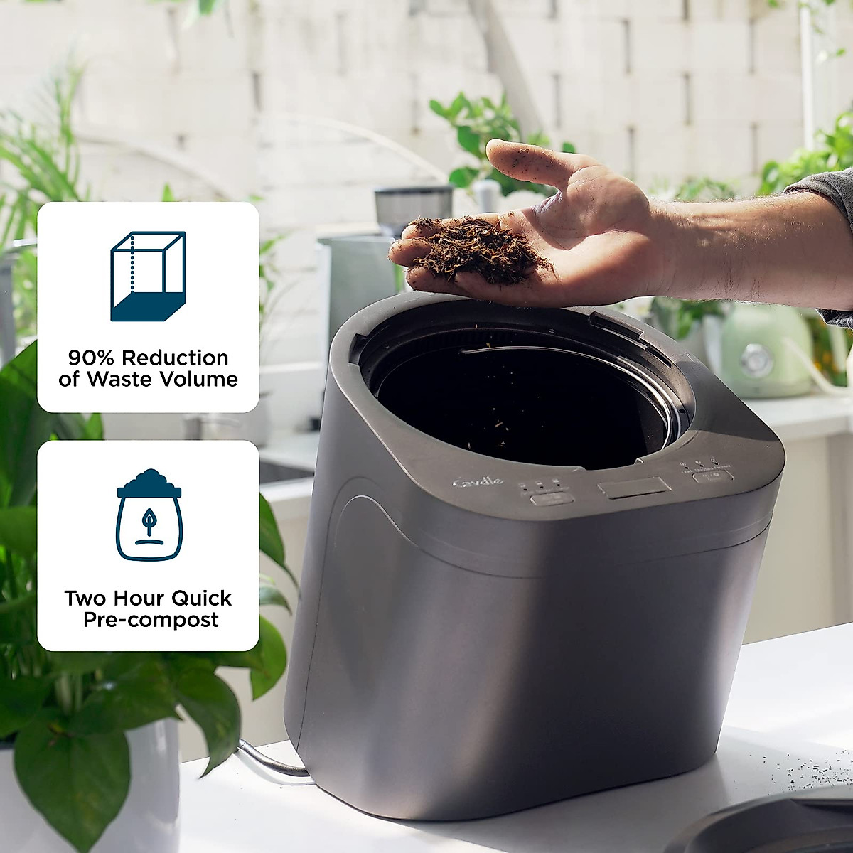 Electric Kitchen Waste Composter | Visual Countertop Compost Bin | Smart Garbage Disposal & Low-temperature Compost Machine 2-in-1 | Compact Indoor Food Waste Cycler for Apartment | Cavdle WasteCycler