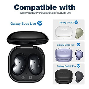 SURITCH for Samsung Galaxy Buds 2 Pro Case(2022)/Galaxy Buds 2 Case(2021)/Galaxy Buds Live Case(2020)/Galaxy Buds Pro Case(2021) Hard PC Shockproof TPU Cover with Gun-Colored Keychain Carabiner, Blue