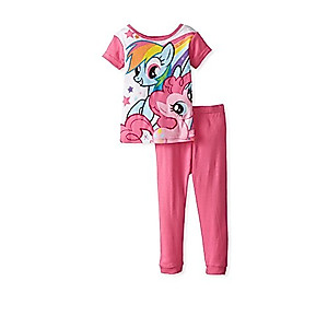 My Little Pony Girls Pinkie Pie and Rainbow Dash Cotton Toddler Pajama (2T)
