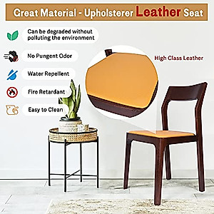 LUCKYERMORE Mid Century Morden Dining Chair Set of 2 Solid Wood Kitchen Chair Farmhouse Fully Assembled Upholstered Leather Cushion Heavy Duty Hold Up to 500 lbs