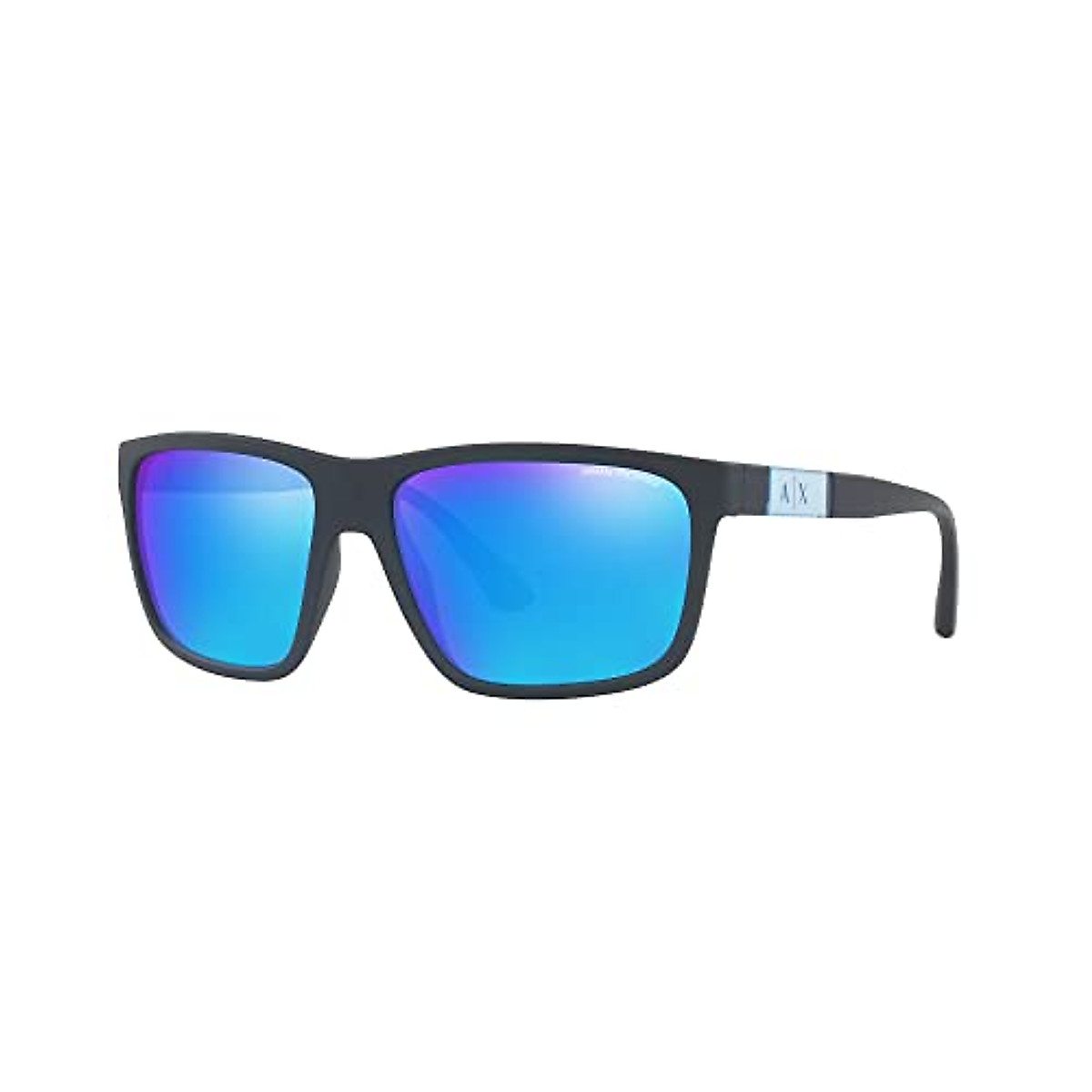 A|X ARMANI EXCHANGE Men's AX4121SF Low Bridge Fit Square Sunglasses, Dark Blue Mirrored Blue, 60 mm