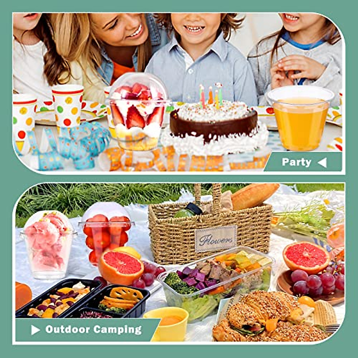 Giwrmu 9 oz Clear Plastic Cups, Ice Cream Cups with Dome Lids,PET Plastic Disposable Drinking Cups, Transparent Party Cups Perfect for Picnic, BBQ,Party, Travel and Events(50 Count)