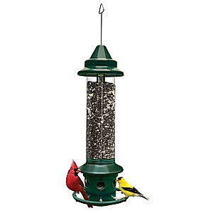 Squirrel Buster Plus Squirrel-proof Bird Feeder w/Cardinal Ring and 6 Feeding Ports, 5.1-pound Seed Capacity, Adjustable, Pole-mountable (POLE ADAPTOR SOLD SEPARATELY), Green