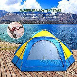 TOBWOLF 10PCS Deck Anchor Pegs, Windproof Aluminium Alloy Fishbone Tent Stakes with Spring Buckle, Portable Wind Rope Anchor, Camping Tent Nail