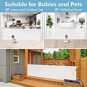 75 Inch Extra Wide Baby Gate for Wide Openings Indoor Outdoor Retractable Baby Gates Extra Wide Retractable Dog Gate Long Baby Gate Dog Gates for The House Extra Wide Child Gates for Doorways, White