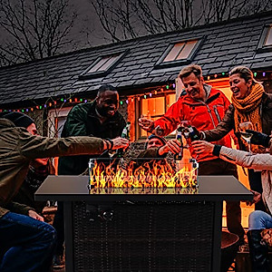 Outdoor Propane Gas Fire Pit Table, 43 Inch 50,000 BTU Auto-Ignition Propane Fire Pit Table, CSA Approved with Glass Wind Guard, Waterproof Cover, Lava Stone for Outdoor Garden/Patio.