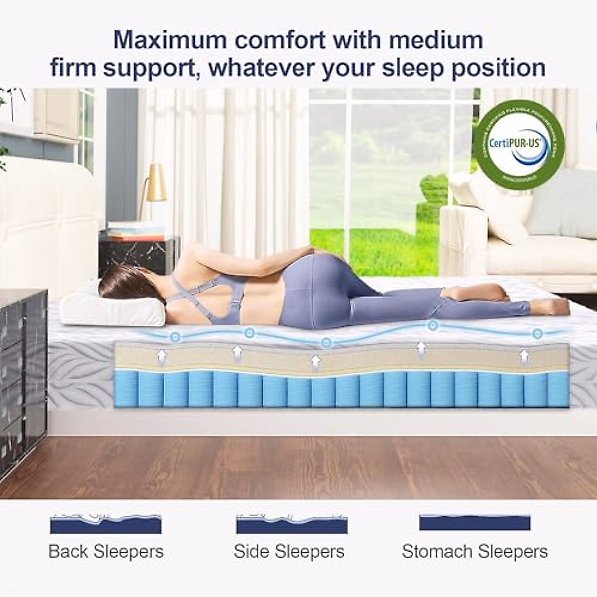 King Size 10 Inch Mattress, Cooling Gel Memory Foam Mattress for Pressure Relief, Fiberglass Free, Medium Firm, CertiPUR-US Certified (10 Inch, King)