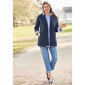 Woman Within Women's Plus Size Knit Blazer - 26/28, Heather Grey Gray