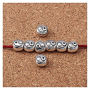 NHBT YU 20pcs/lot Fashion Pattern Big Hole Loose Beads Manual Decoration Beards/Wig Woven Bracelets Spacer Beads DIY Jewelry Make T704 (Color : Silver 20pcs, Item Diameter : 9.5x8.5mm hole4mm)