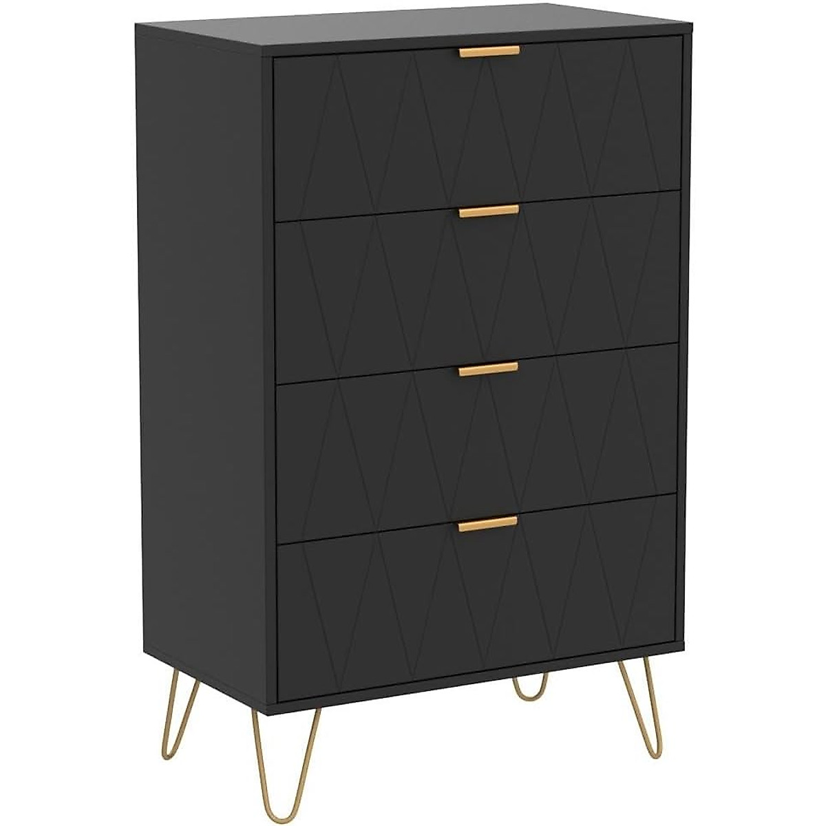 UEV 4 Drawer Dresser,Chest of Drawers,Wooden Dresser with 4 Metal Legs,Tall Dresser with Anti-Tipping Device,Dresser Set for Bedroom,Living Room (Black)