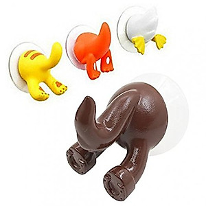 Ameesi Cute Cartoon Animal Tail Sucker Suction Hook Baby Bathroom Towel Hanger Holder - White