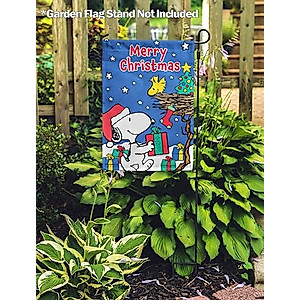 Flagology.com, PEANUTS® Merry Christmas Snoopy and Woodstock – Garden Flag 12.5" x 18", Outdoor Flag, Exclusive Premium Fabric, Officially Licensed PEANUTS®, Christmas