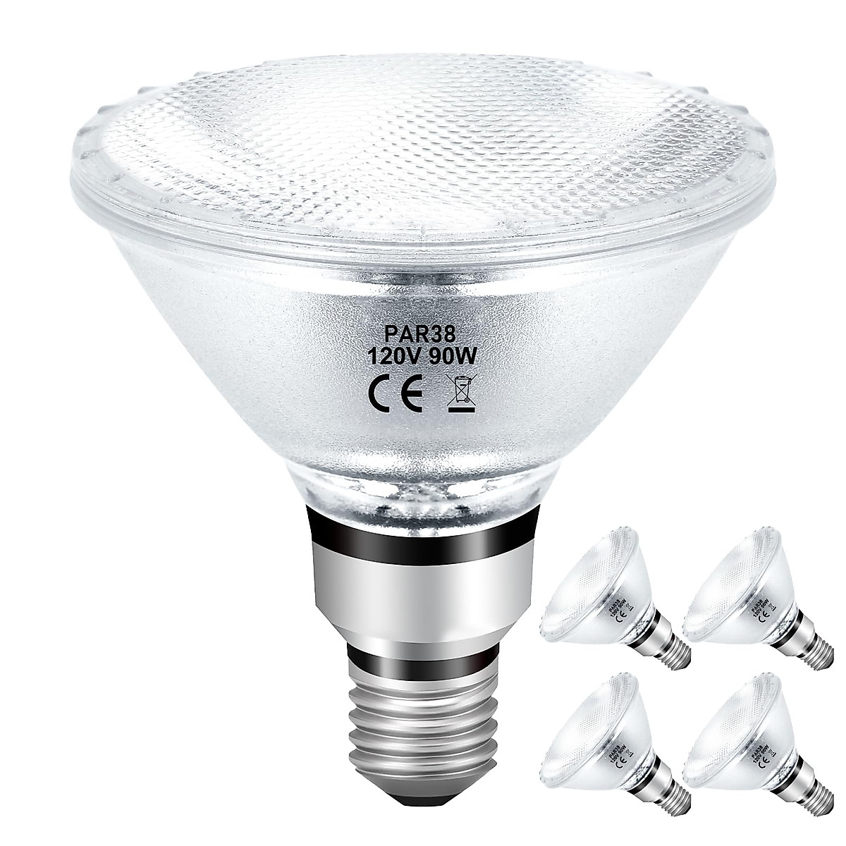 Jaenmsa PAR38 Halogen Flood Light Bulbs 90W 120V, 4Pcs Halogen PAR38 90W Light Bulbs Dimmable with E26 Base, 2800K Warm White, 1600 Lumens for Indoor and Outdoor