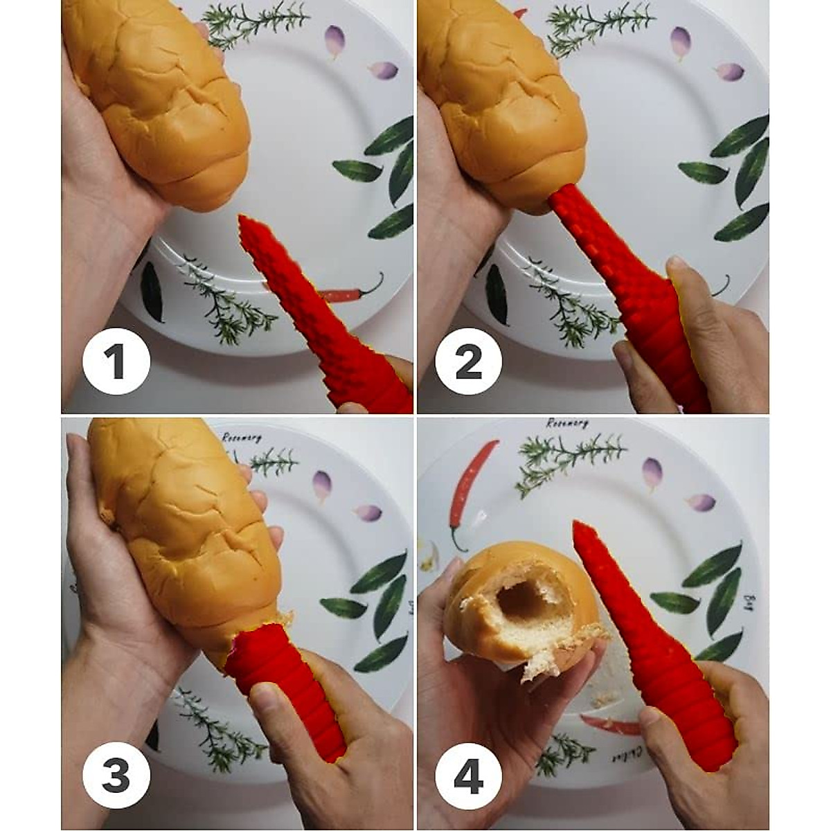 Hotdogger, Hot Dog Bun Driller Perfect for Grilling and BBQ, Ideal Size for Brats and Other Sausages (Red)