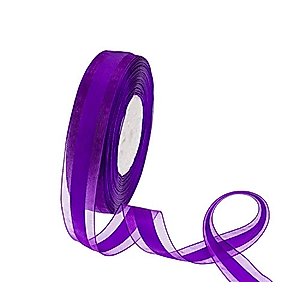 ATRBB 50 Yards 1 Inch Wide Satin Ribbon with Organza Edge for Wedding Gifts Wrapping DIY Bows and Craft (Purple)