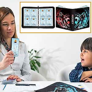 Hockey Card Binder,4-Pocket Cards Holder,Trading Card Binder Fits 400 Cards With 50 Removable Double Sided Sleeves,Portable Cards Album Case for Sports Cards Collection