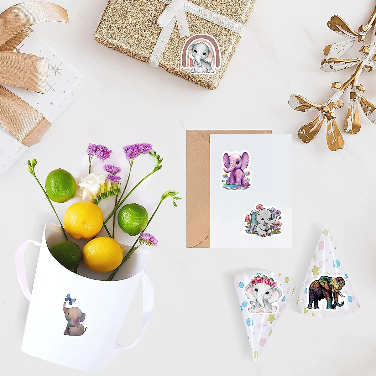 500 Pcs Elephant Animal Aesthetic Round Seal Label Self-Adhesive Stickers for Christmas Halloween Party Decorations for Kid Teen Girl Boy for Scrapbooking Envelopes Water Bottles(Fashion Pattern 10)…