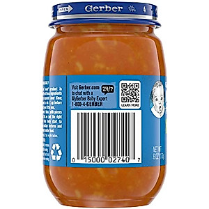 Gerber Mealtime for Baby 3rd Foods Veggie Power Baby Food Jar, Pasta Marinara, Non-GMO Pureed Baby Food for Crawlers, 6-Ounce Glass Jar (Pack of 12 Jars)