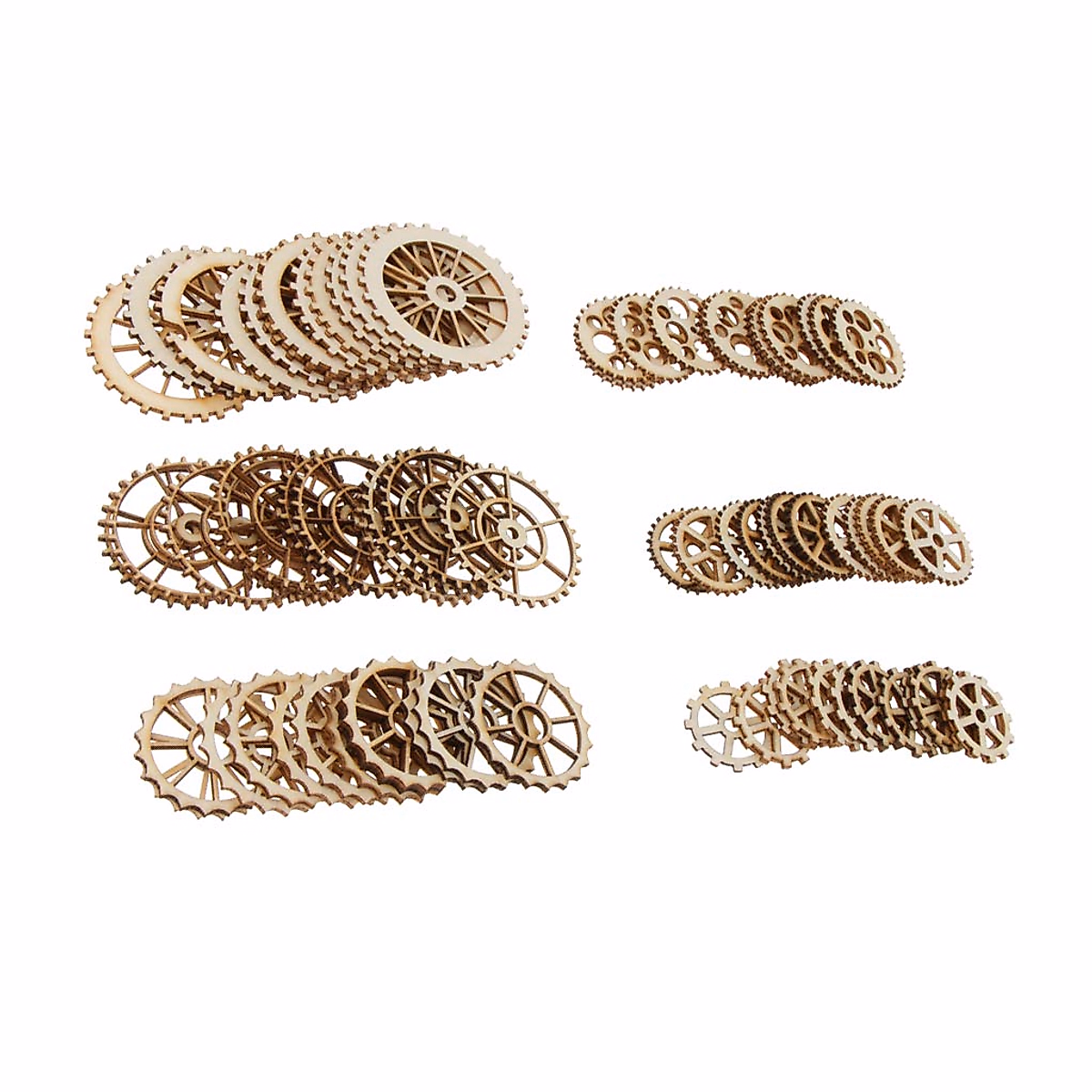 Fityle Pack of 70 Unfinished Blank Gear Wheel Wooden Pieces Gift Tags DIY Art Craft Project