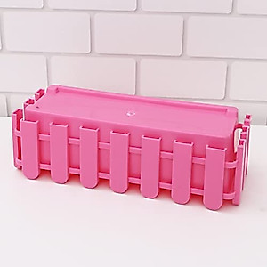 Yardwe Rectangular Plastic Flower Pot Small Creative Plant Pot Fence Shaped Window Box Planters for Garden Bonsai Home Office Decoration 9.1 x 3.5 x 2.8 Inch (Pink)