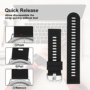 TIESOME Quick Release Silicone Watch Bands Replacement Rubber Watch Straps 18mm 20mm 22mm Smartwatches Bands for Men and Women Waterproof Sport Watchbands with 3 Colors (22mm, Black)