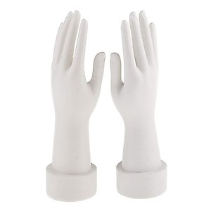 Taotenish Pair of Mannequin Hand Display Stands Female Jewelry Bracelet Gloves Ring Necklace Display Organizer - White