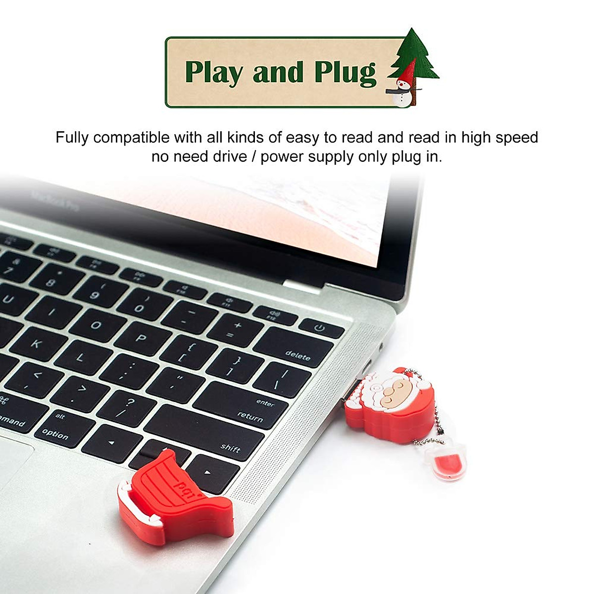 BorlterClamp 32GB USB Flash Drive Cute Christmas Santa Model Memory Stick New Year Gifts for Students and Children