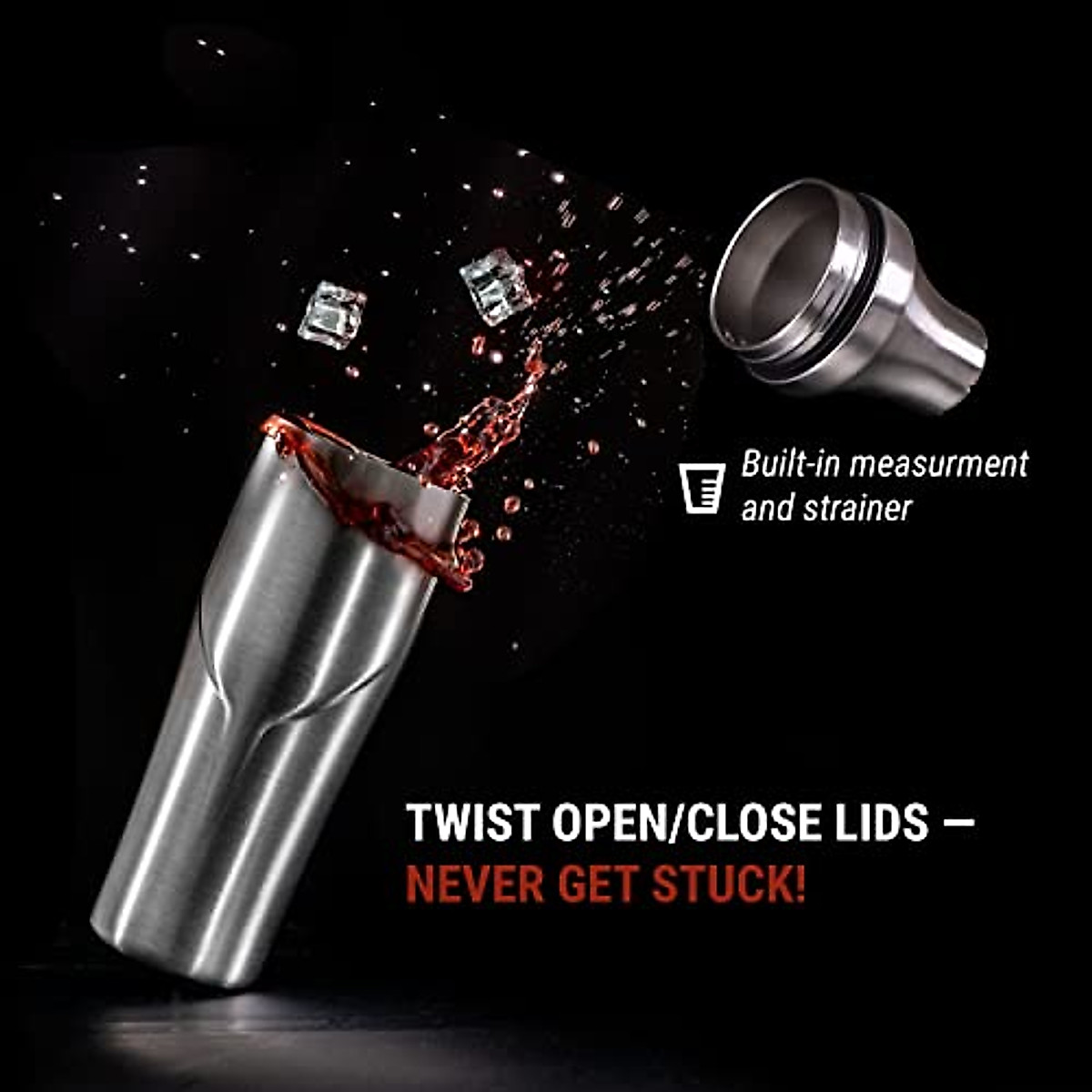 Lexenic 24oz Vacuum Insulated Cocktail Shaker - Perfect for Martini, Margarita - Leak-Proof Design and Built-in Strainer for Effortlessly Impressive Drinks - Premium Stainless Steel Drink Shaker