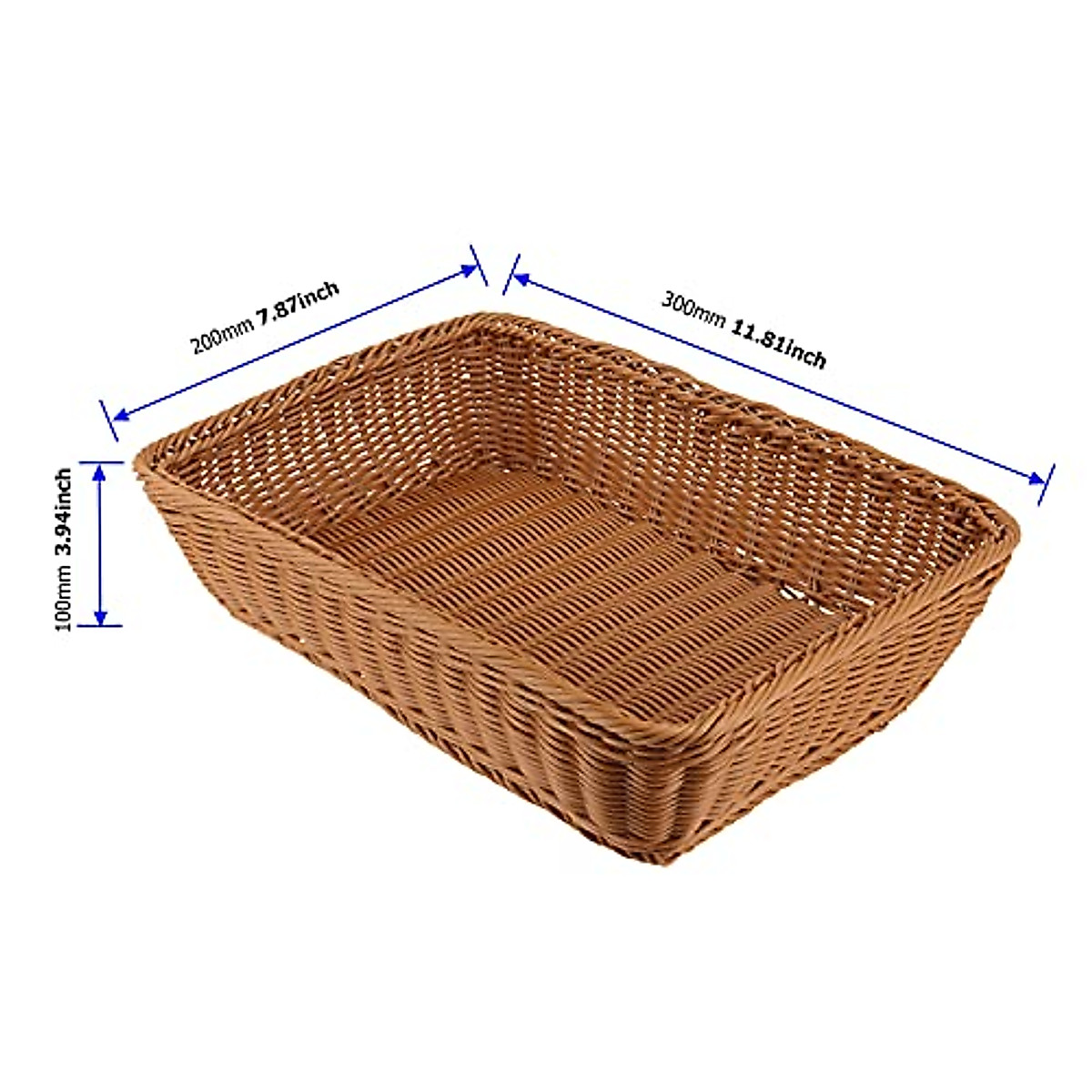 4 Pack 11.8 Inches Poly Wicker Woven Bread Baskets, Imitation Rattan Baskets, Poly Woven Baskets for Fruit, Food, Vegetables2