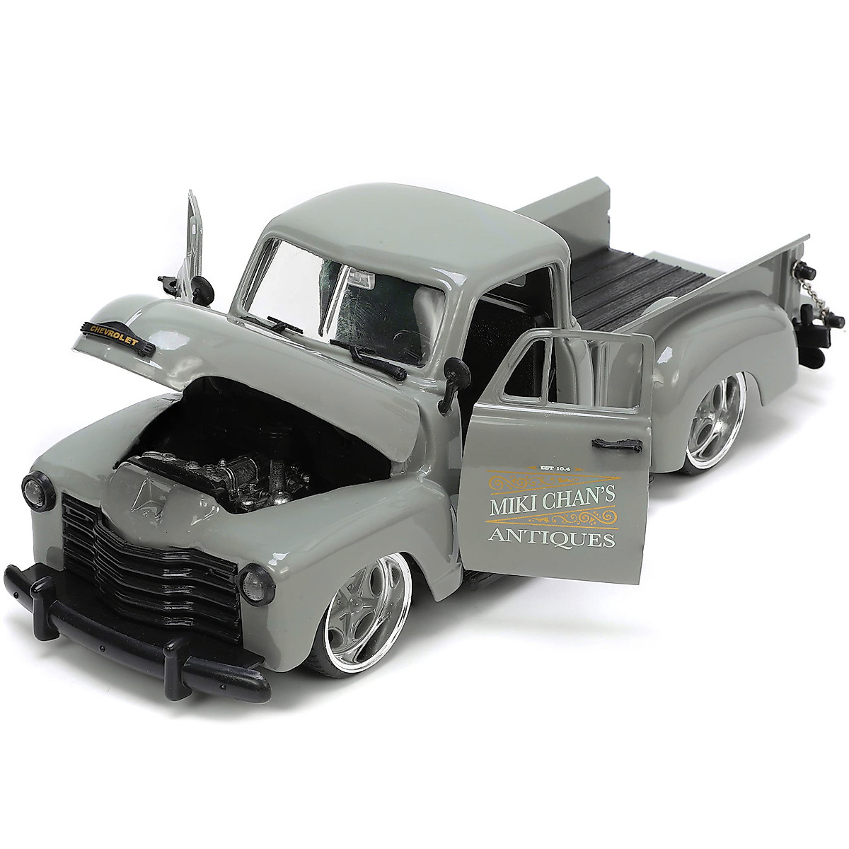 Jada Toys Just Trucks 1:24 1953 Chevy Pickup Die-cast Car Gray with Tire Rack, Toys for Kids and Adults
