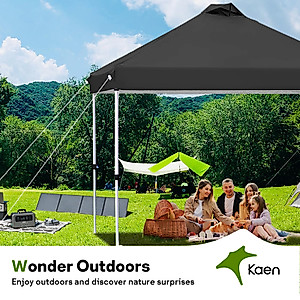 Kaen 10x10 Pop Up Canopy with Adjustable Height, Waterproof and UV-Resistant Shelter, 10x10 FT Pop Up Canopy with 4 Side Walls Instant Shade Canopy Tent for Outdoor Events, Camping and Beach (Black)