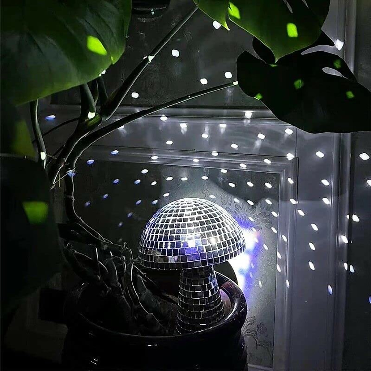 Mushroom Disco Ball for bar, Party, Room, Table Decor - Mirror Disco Ball Mushroom Shape Home Art Decorations (S 5.6 Inches)