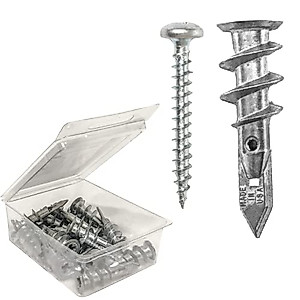 Unvert Metal Zinc E-z Anchors with Screws Kit, Heavy Duty Zinc Self Drilling Anchors with Fitting Phillip Screws #8 x 1-1/4” – Holds up to 50 LB. (10)