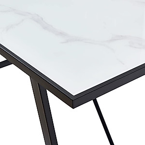 Dining Table,Living Room Table,Offic Table,Modern Coffe Table,Rectangle Bar Table,Conference Table,Perfect for Cafes,Living Room,Meeting Rooms, White 63"x31.5"x29.5" Tempered Glass