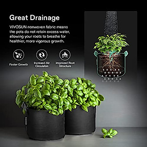VIVOSUN 10-Pack 5 Gallon Grow Bags, Reinforced Planter Fabric Pots for Gardening Black
