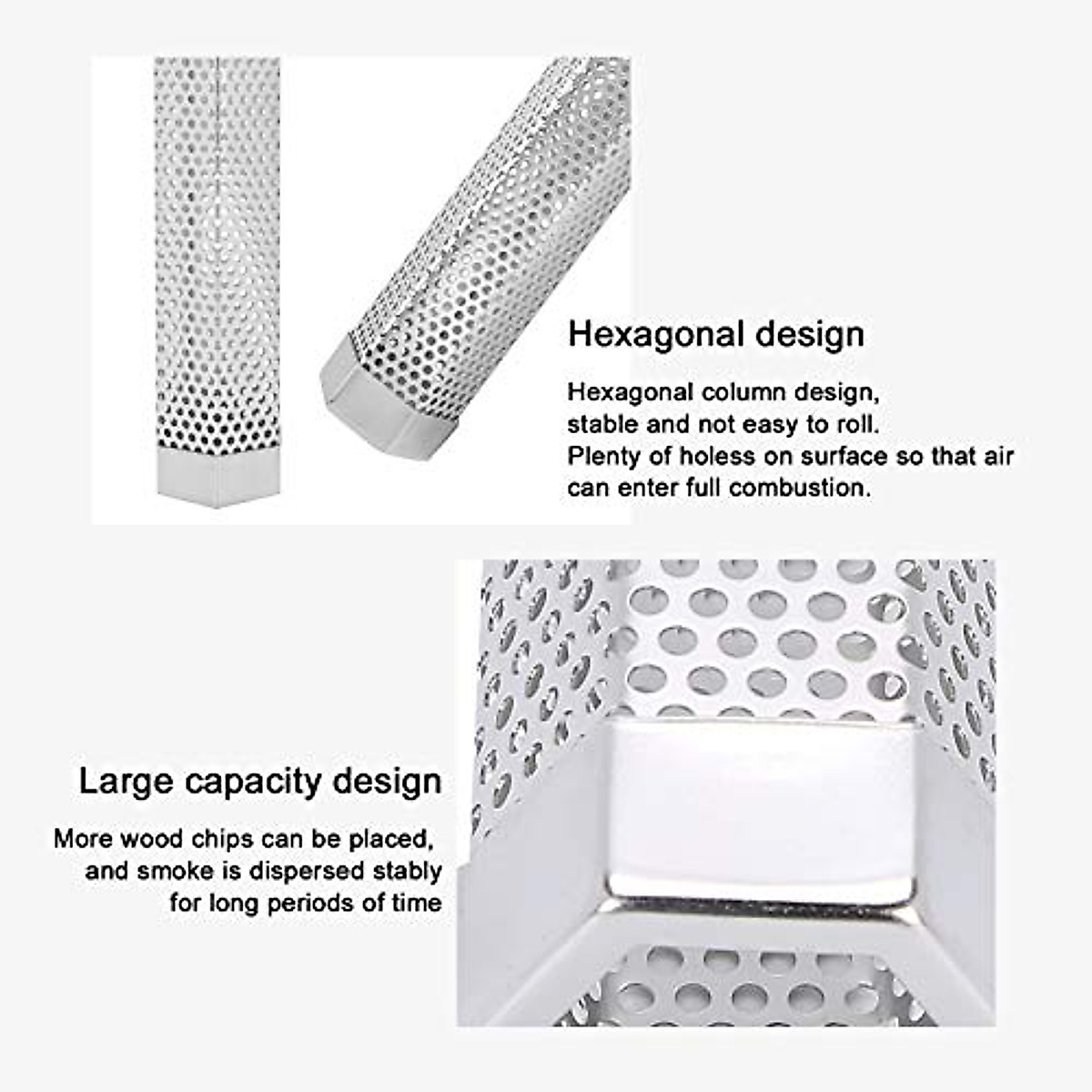 Pellet Smoker Tube, 12.2'' Stainless Steel Bbq Pellet Tube Cold Hot Smoking Portable Smoke Generator for Any Grill Smoker Not Roll on Grill