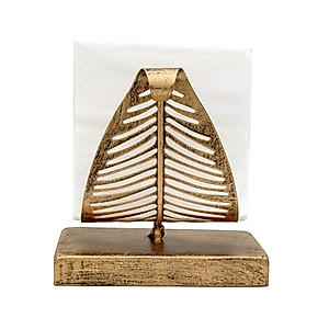 OwlGift Freestanding Modern Napkin Holder with Leaf Design, Tabletop Tissue Dispenser, Countertop Napkin Storage Organizer – Bronze