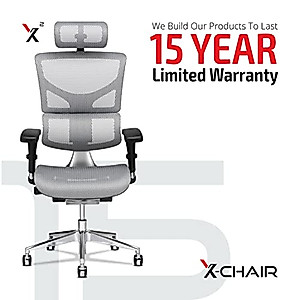 X-Chair X2 Management Task Chair, White K-Sport Mesh Fabric with Headrest - Ergonomic Office Seat/Dynamic Variable Lumbar Support/Floating Recline/Highly Adjustable/Perfect for Long Work Days