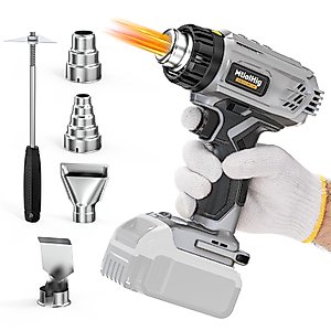 Cordless Heat Gun for DeWALT 20v/18v Battery, 350W Rated 990°F Heavy Duty Hot Air Gun Kit, Heat Gun Tool with 4pcs Nozzles&Scraper for Crafts, Shrink Wrap, Wire Connection(Do NOT Include Battery)