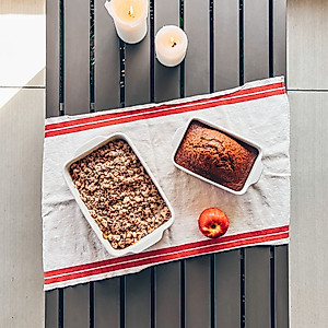 Mora 7x11in & Loaf Baking Dishes - Porcelain Casserole & Bakeware, Oven-to-Table, Freezer Safe - Set of 2, White