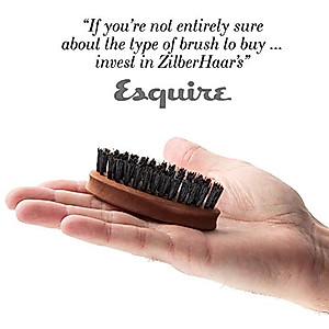 ZilberHaar - Pocket Mustache and Beard Brush - Soft Boar Bristles and Pearwood - Perfect Beard Grooming Tool for Men - Relieves Beard Itch, Works with all Beard Balms and Beard Oils - Made in Germany