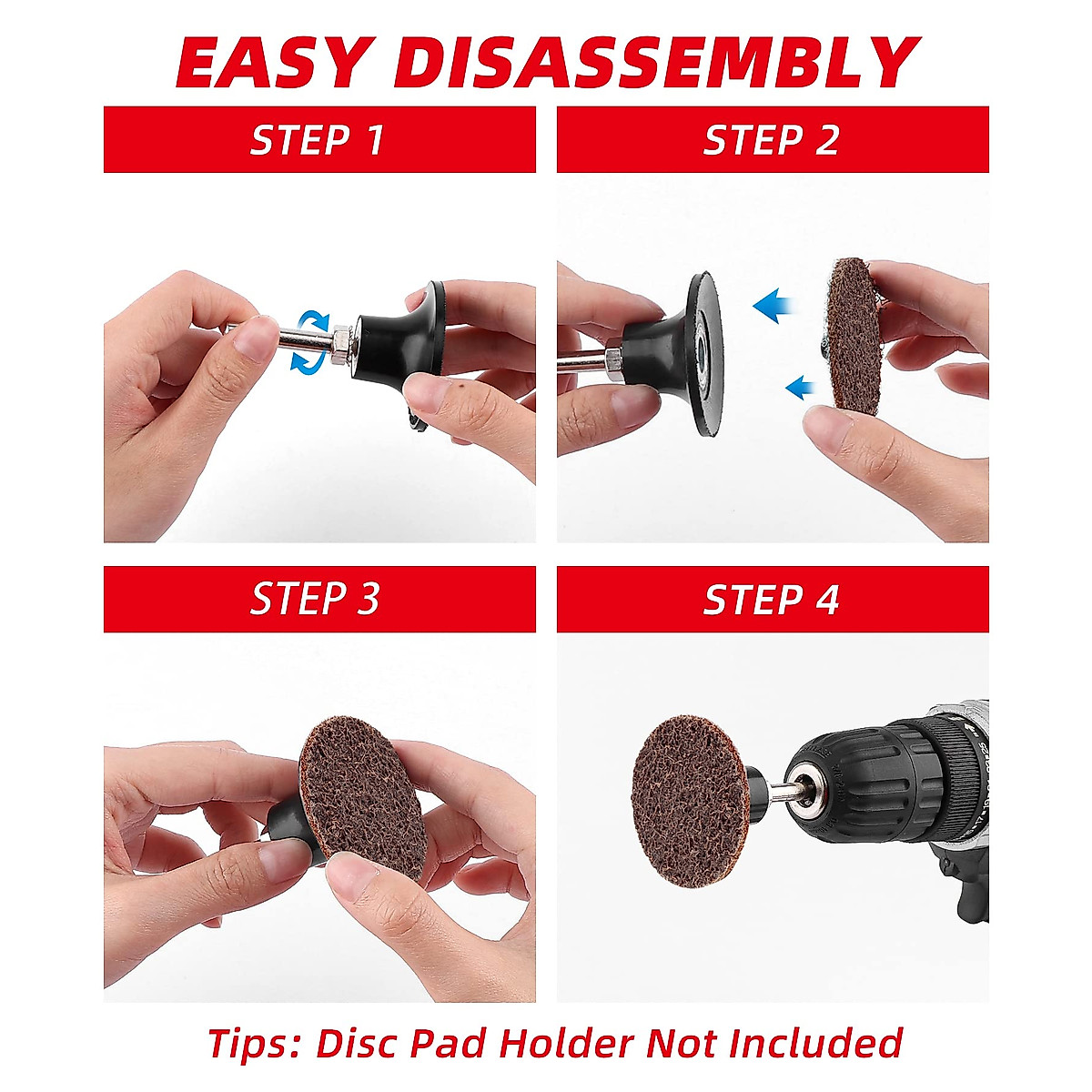 LUCKUT Abrasives 2" Nylon Surface Conditioning Quick Change Sanding Discs with R-Type Backing Coarse 80 Grit - 25 Pack