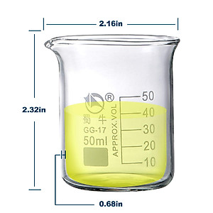 Young4us Glass Beakers, Pack of 6 Low Form Glass Measuring & Glass Droppers Set, 3 Graduated Griffin Beakers in 3 Sizes with Scales, 250ml, 100ml, 50ml, 3 Glass Droppers Without Scales (3ml per Drop)